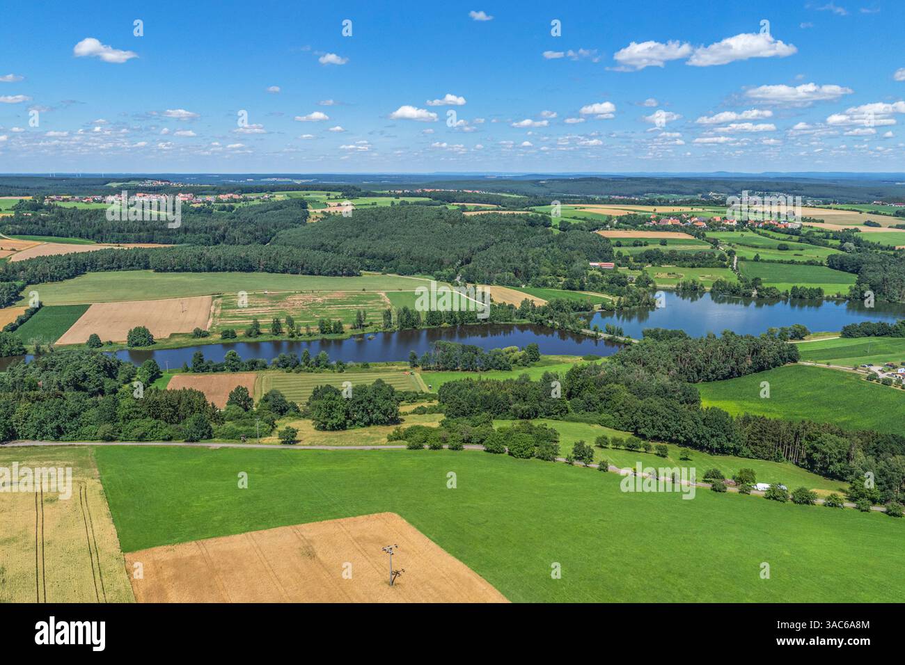 The holiday resort of Absberg on Lake Brombach in the bavarian region ...