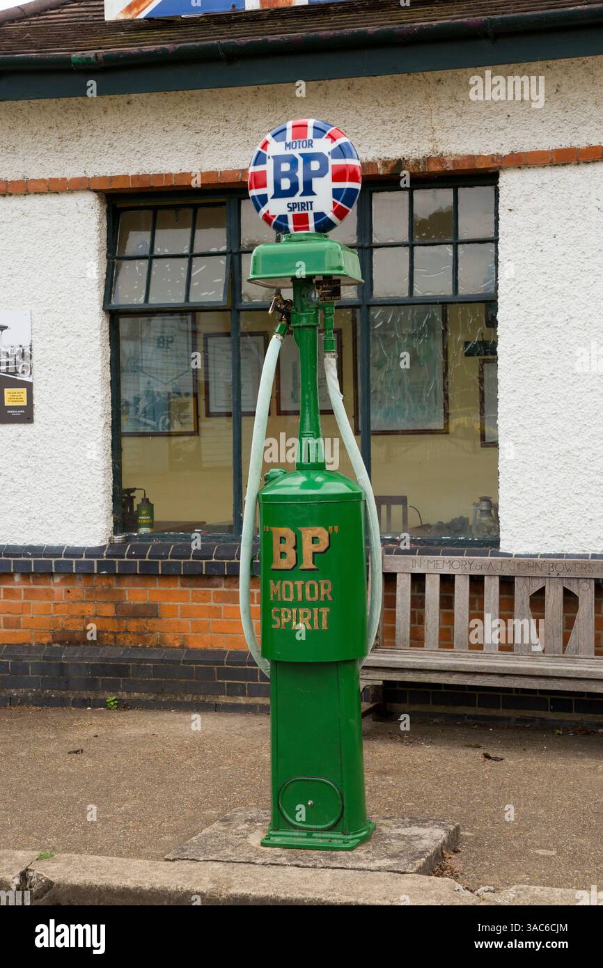 Old vintage BP (then British Petroleum) petrol pump which once ...