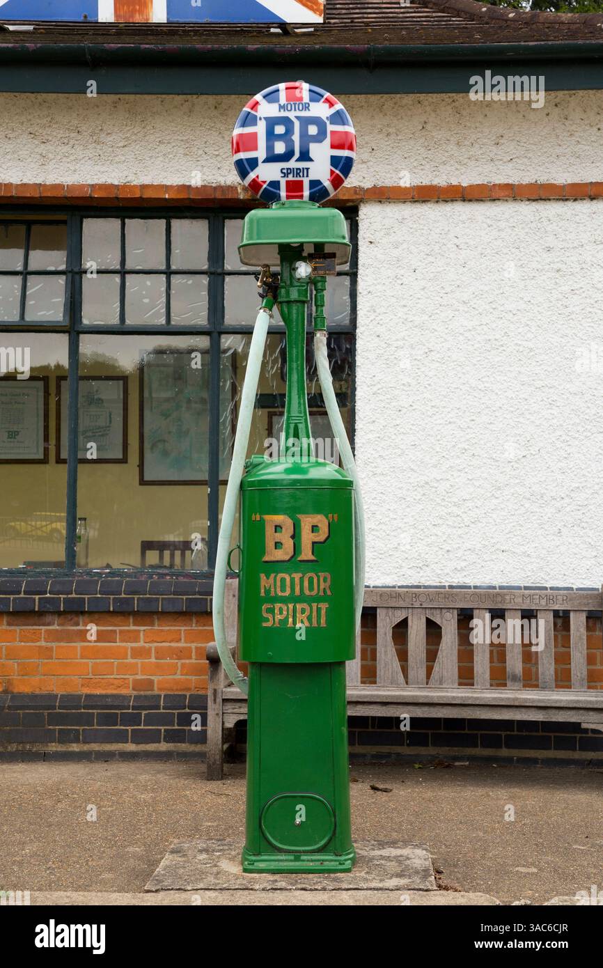 Old vintage BP (then British Petroleum) petrol pump which once ...
