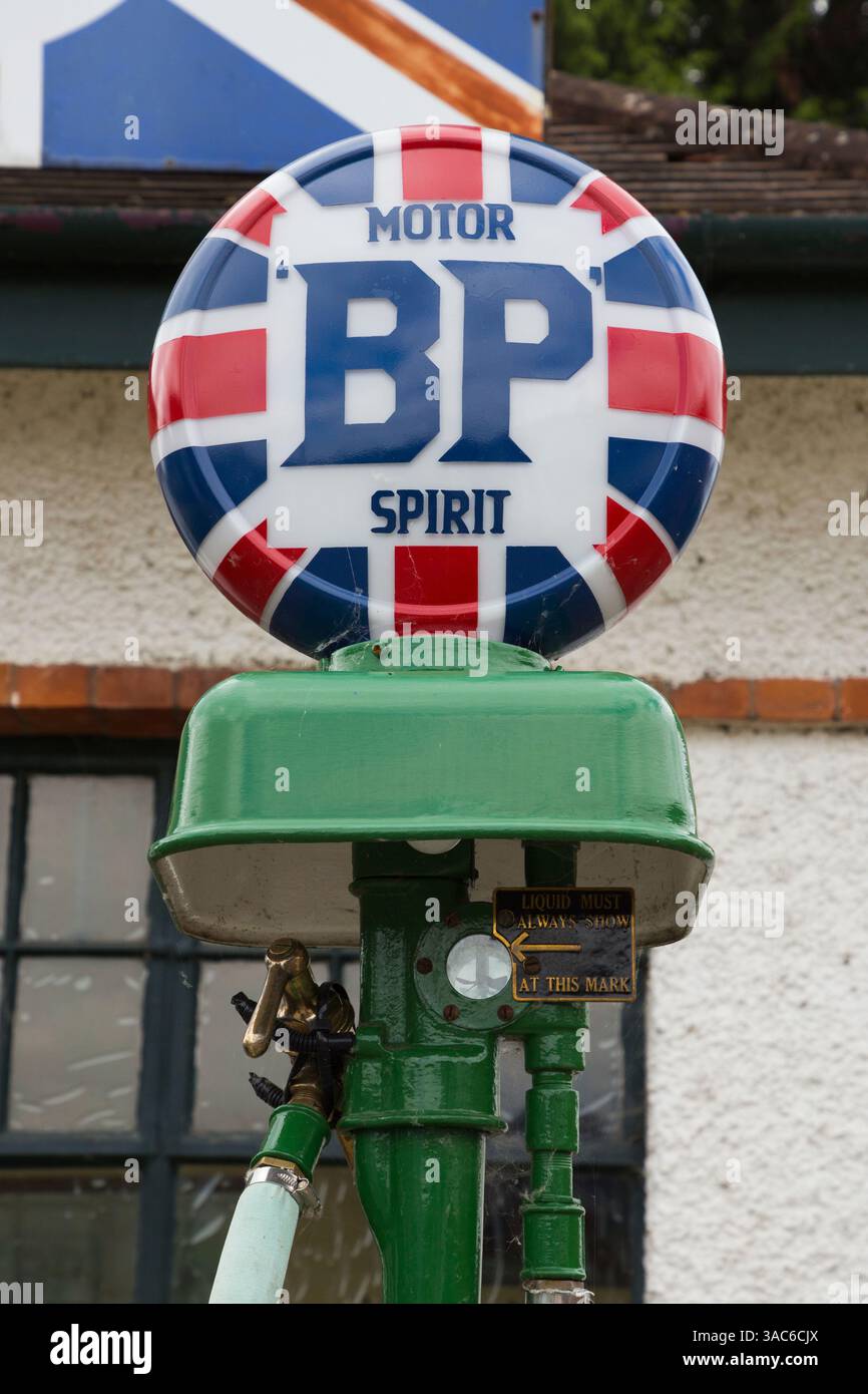 Old vintage BP (then British Petroleum) petrol pump which once ...