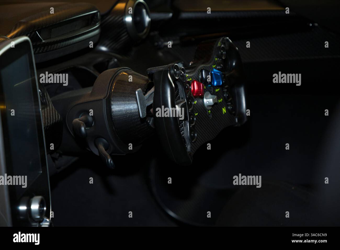 Steering wheel controls on a McLaren Senna GTR Prototype road / racing ...
