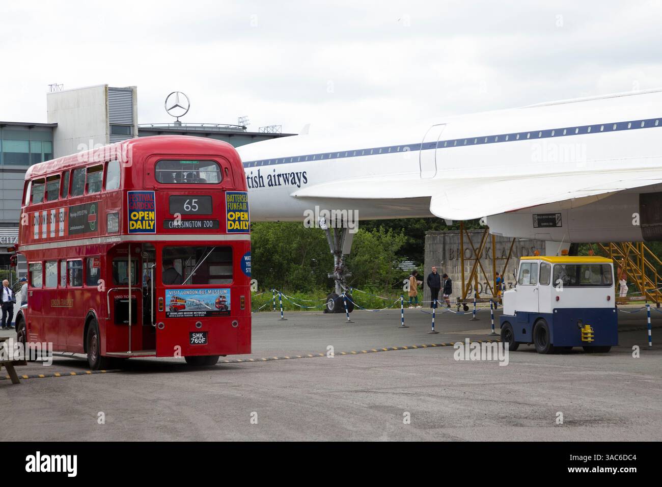 Number 65 routemaster red double decker bus and visitors / tourists at ...