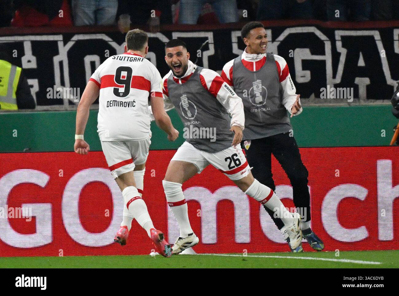 Stuttgart, Deutschland. 02nd Apr, 2025. TOR zum 2:0 Nick Woltemade VfB Stuttgart (11) (nicht im ...