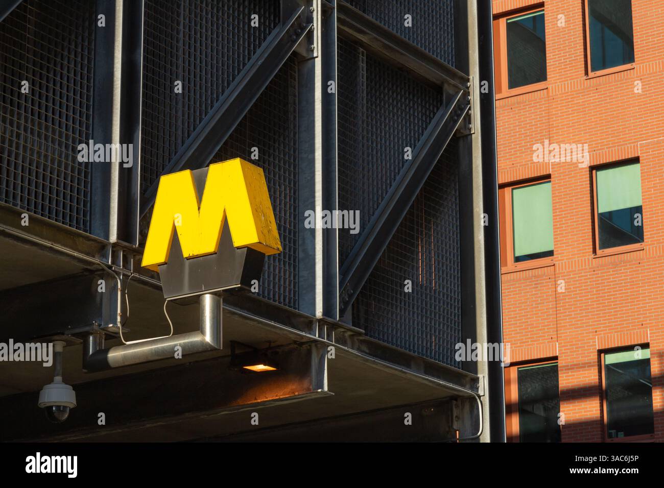 Rotterdam, the Netherlands. 02 February 2025. Letter M, Metro logo of ...