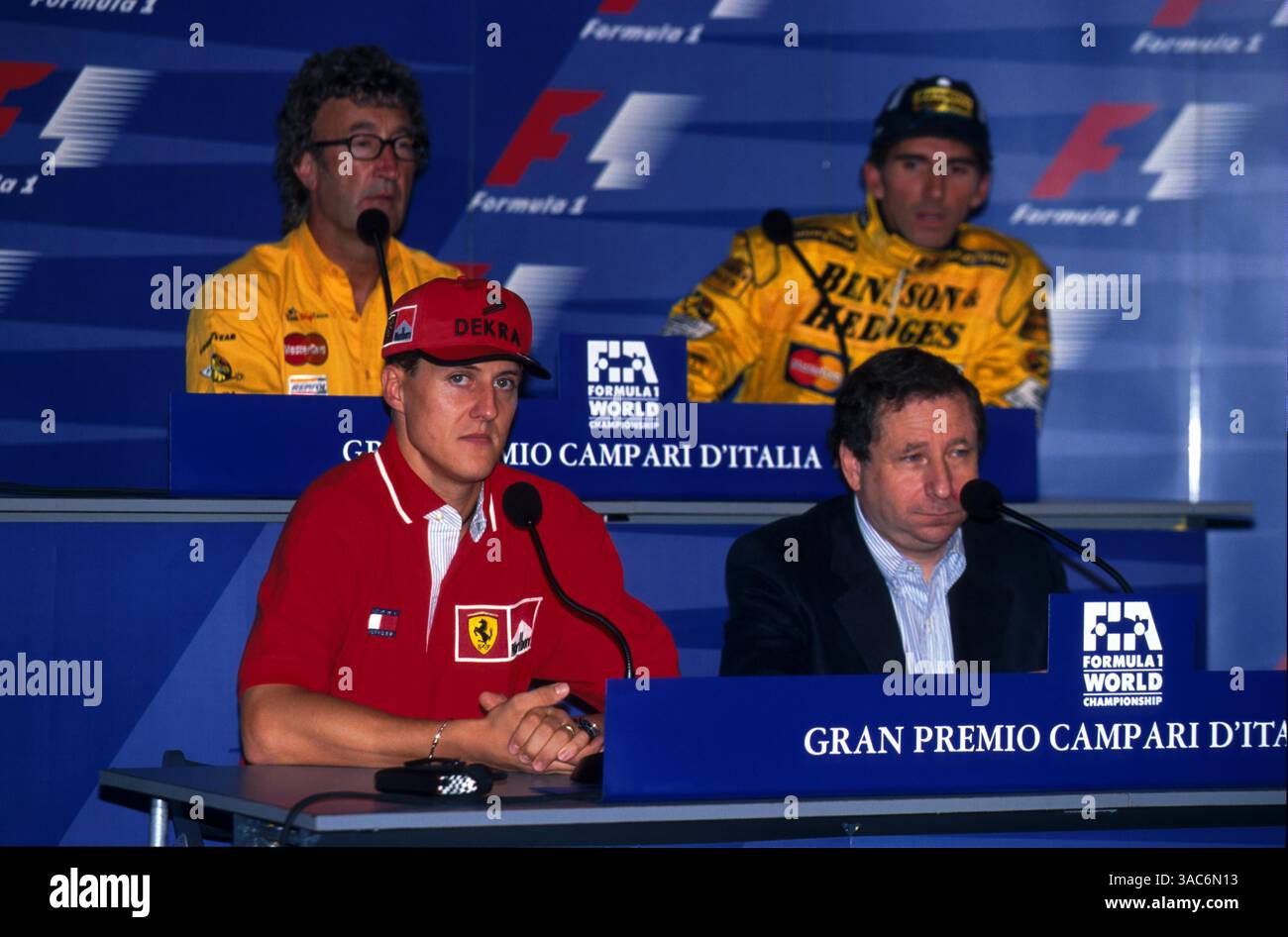 Clockwise from top left. Jordan team owner Eddie Jordan (IRL) alongside ...