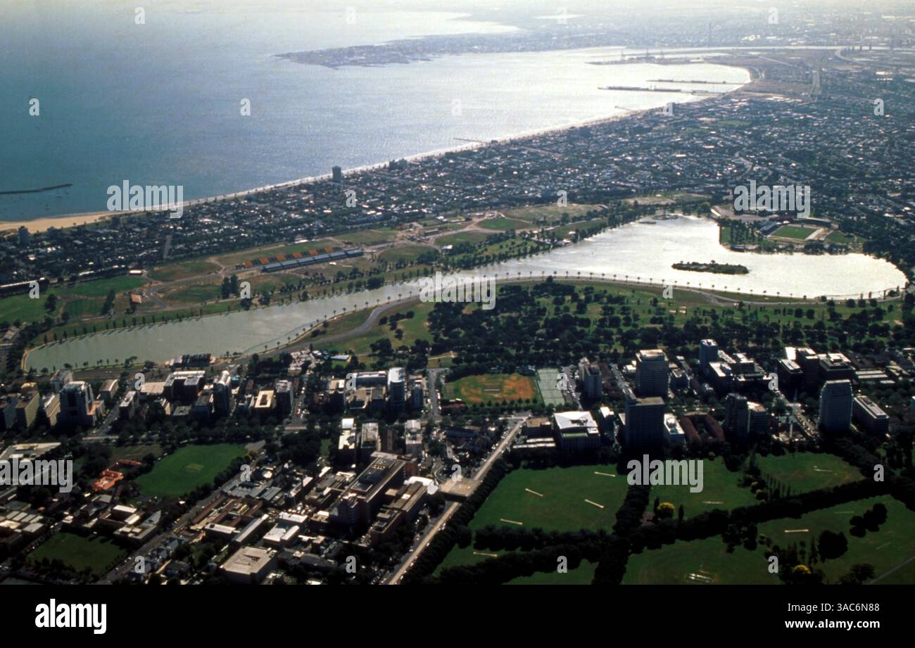 An aerial view of the Albert Park Circuit...Albert Park, Melbourne ...