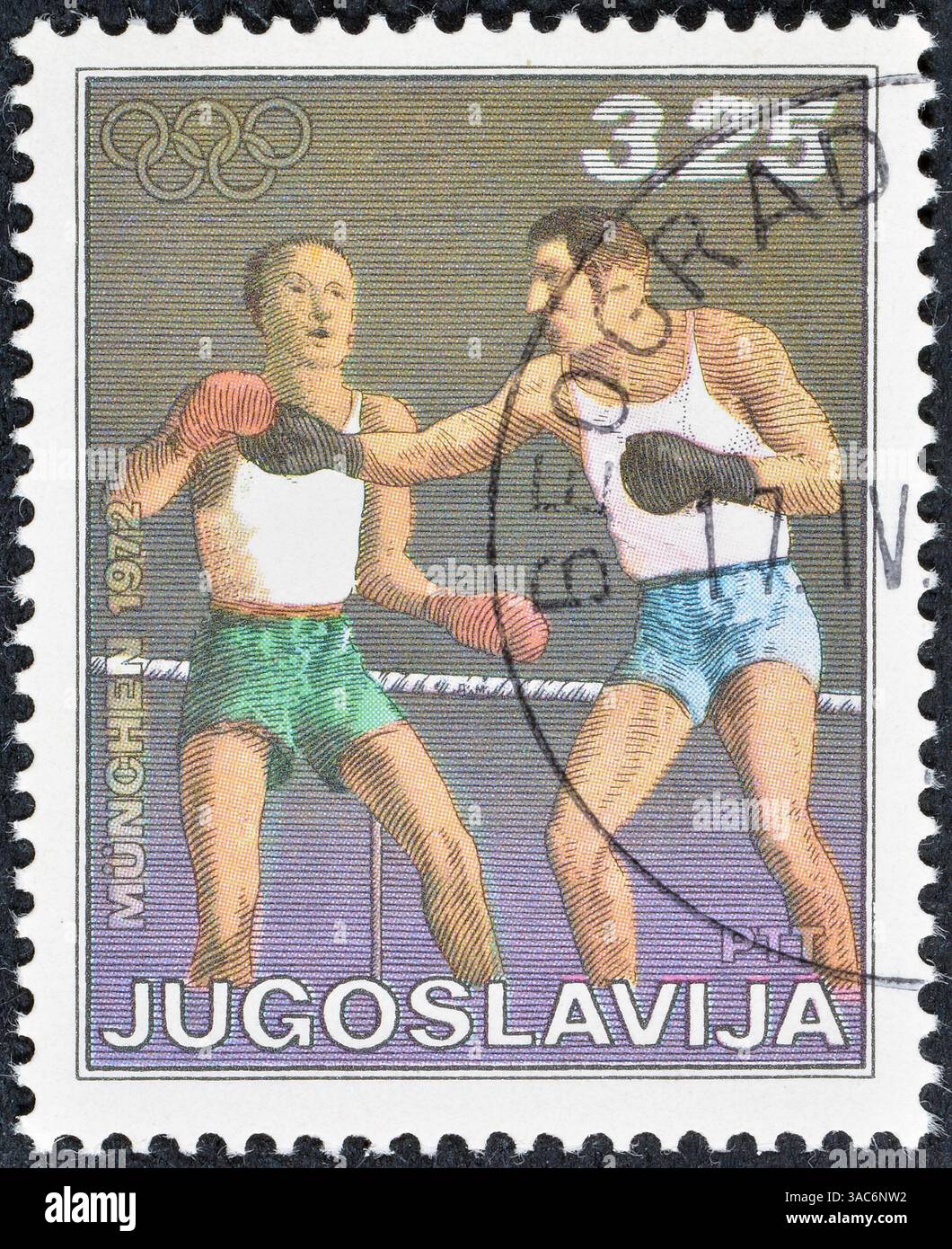 Cancelled postage stamp printed by Yugoslavia, that shows Boxing ...