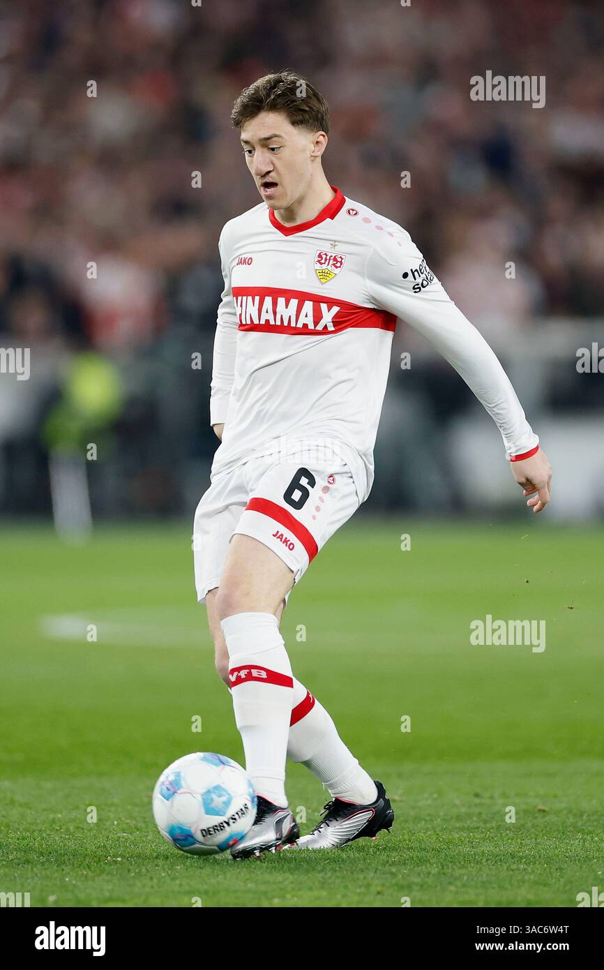 Stuttgart, Ger. 02nd Apr, 2025. Im Bild: Angelo Stiller (VFB Stuttgart, 6), 02.04.2025, Fussball ...