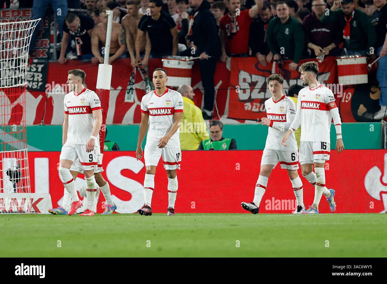 Stuttgart, Ger. 02nd Apr, 2025. Im Bild: Jubel nach dem Tor zum 3:1, jubelnd, bejubelt, jubelt ...