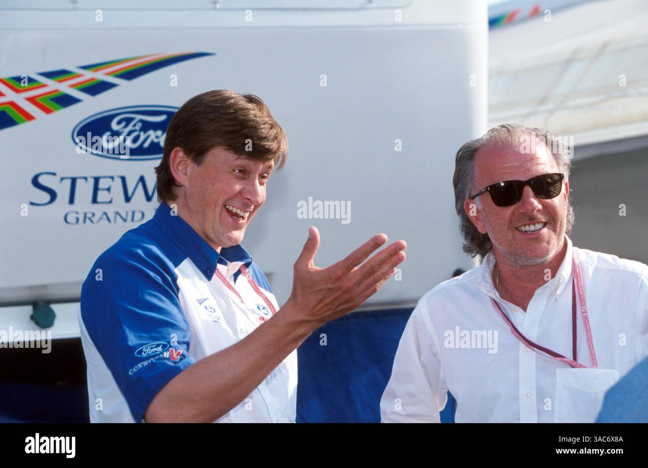 Martin Whitaker of Ford and David Richards, Prodrive Boss, right ...