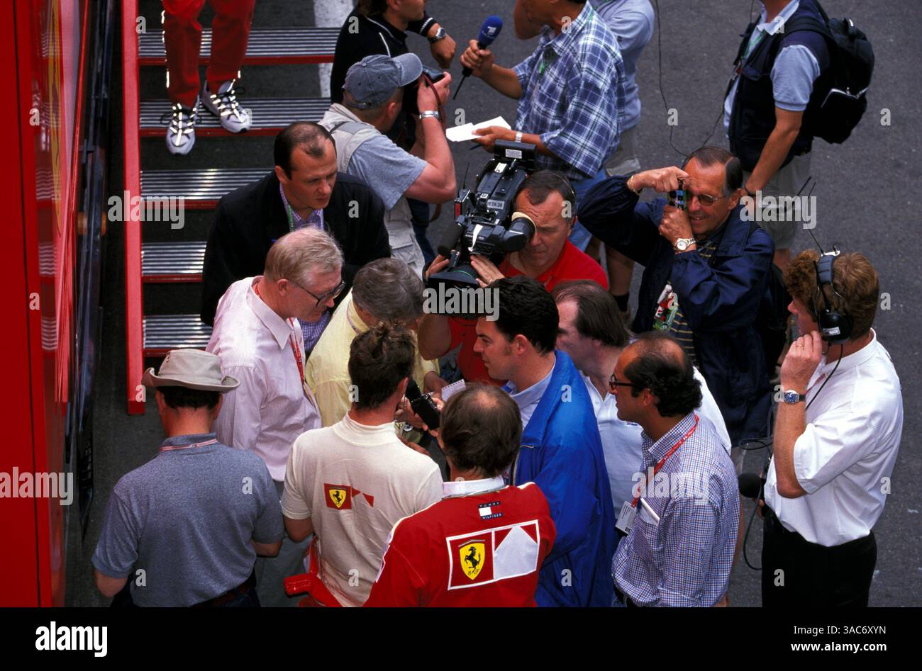 Race winner Michael Schumacher (GER) Ferrari is interviewed by the ...