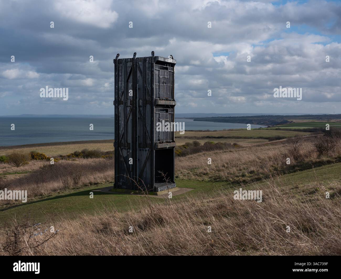The Pit Cage monument that sits on the site of Easington Colliery in ...