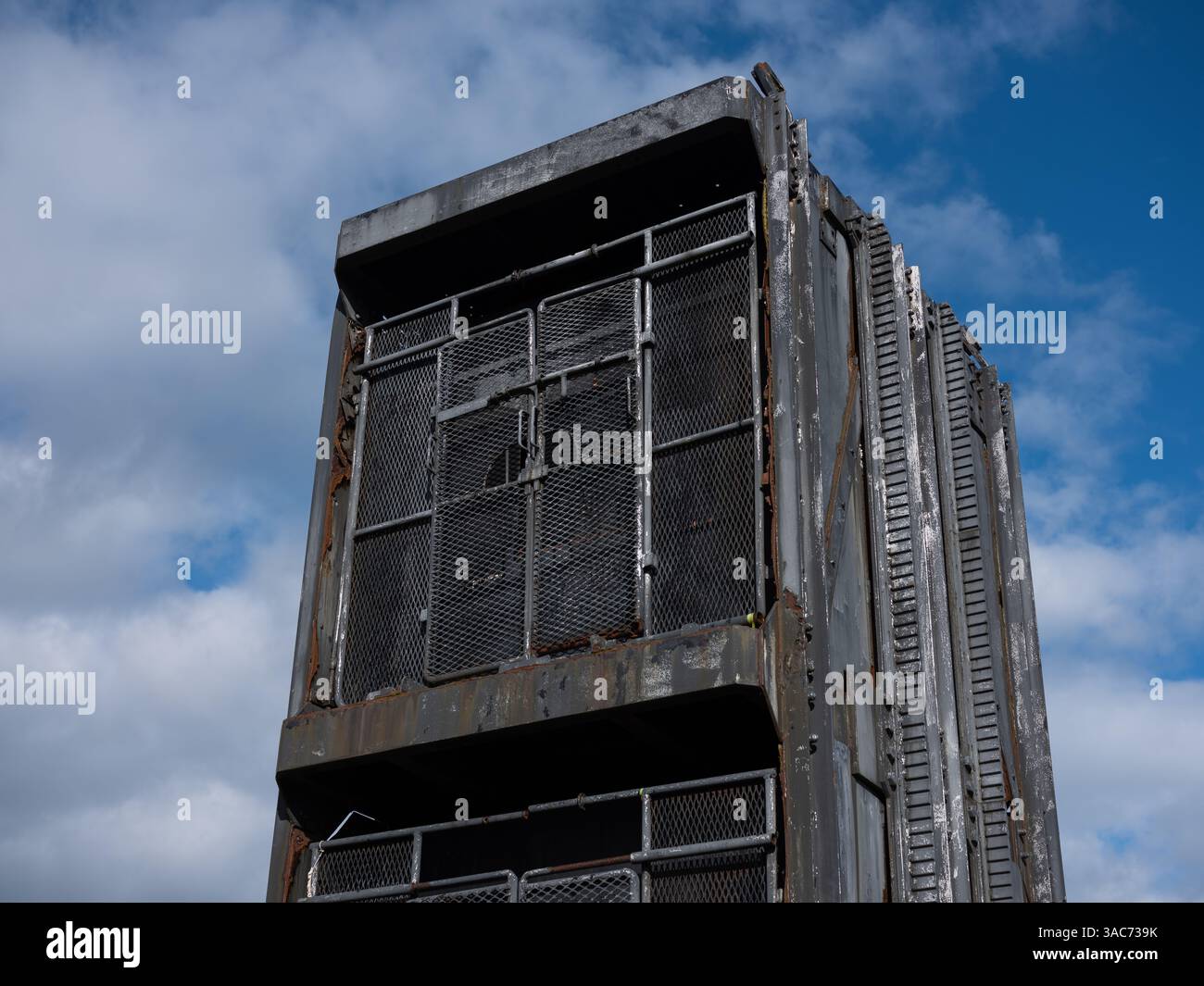 The Pit Cage monument that sits on the site of Easington Colliery in ...