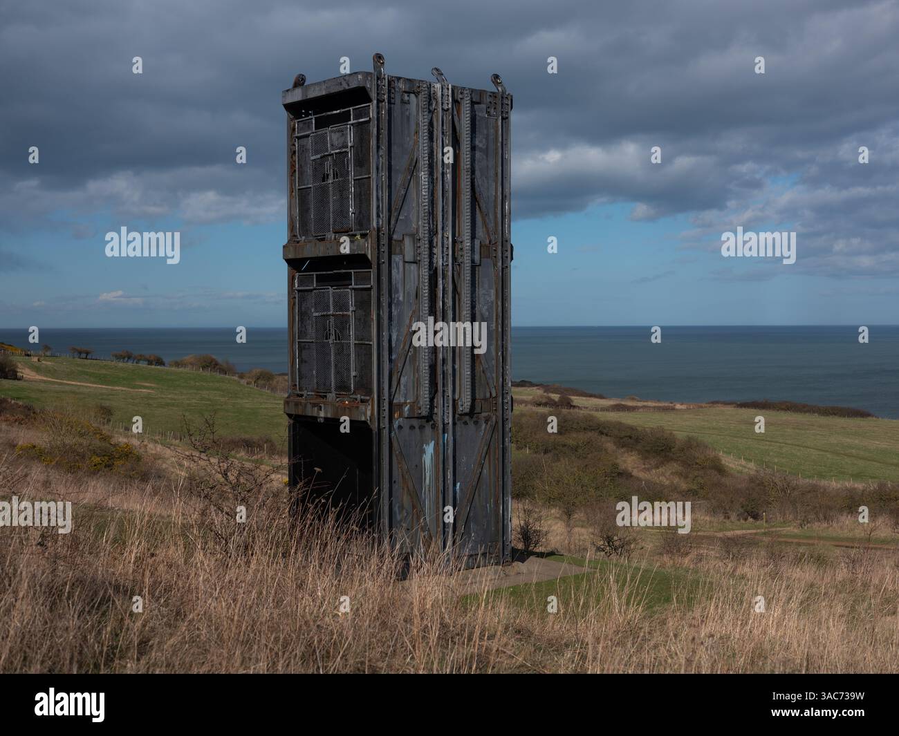 The Pit Cage monument that sits on the site of Easington Colliery in ...
