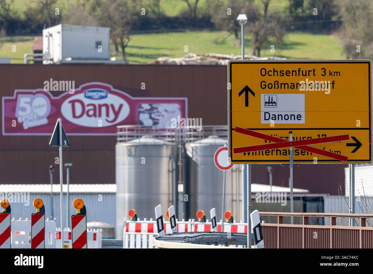 Ochsenfurt, Germany. 03rd Apr, 2025. The Danone milk plant in ...