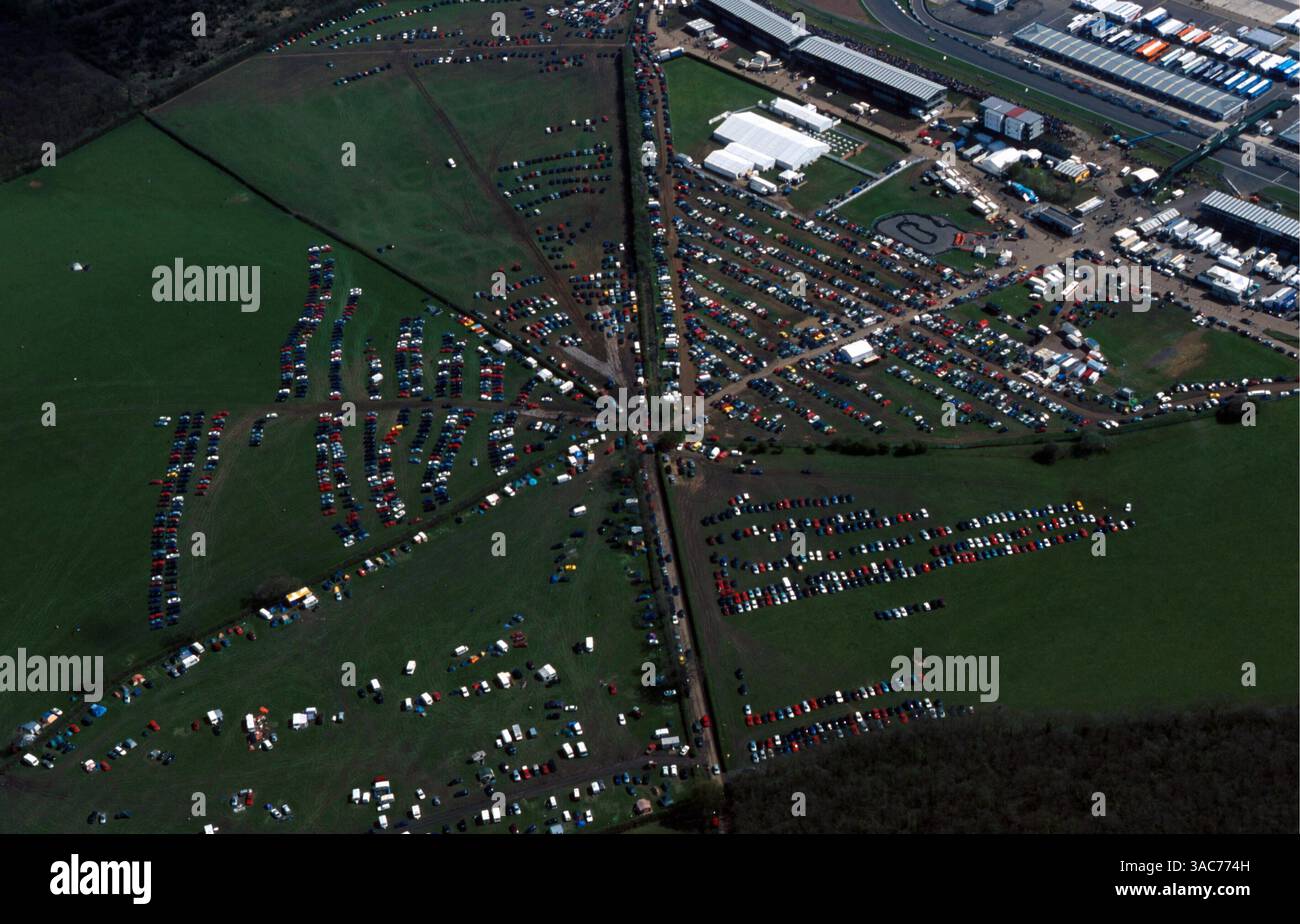 Aerial view of the circuit on race day showing the car parks...Formula ...