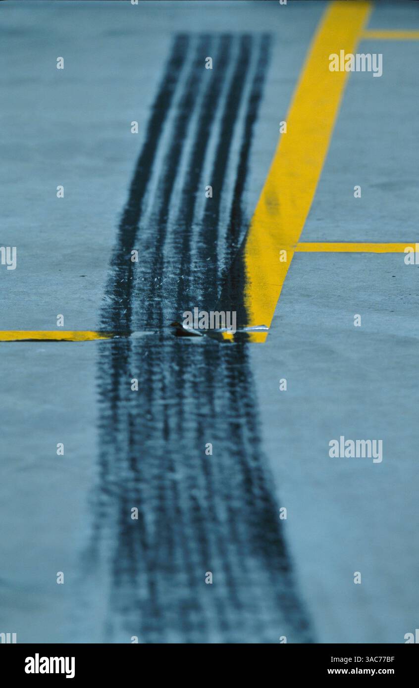 Tyre marks in the pit lane...Malaysian Grand Prix, Rd17, Sepang ...
