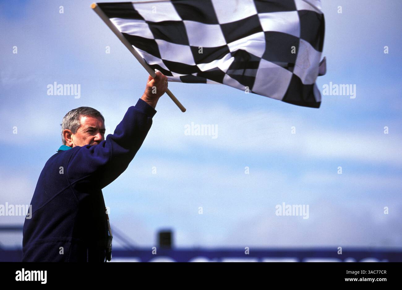 The chequered flag falls at the end of the race...British Grand Prix ...
