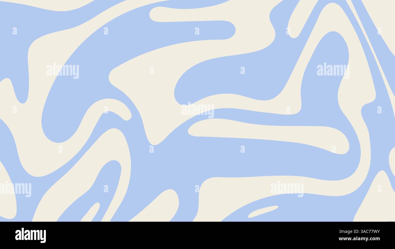 Abstract liquid wavy shapes pattern. Funky retro background in groovy ...