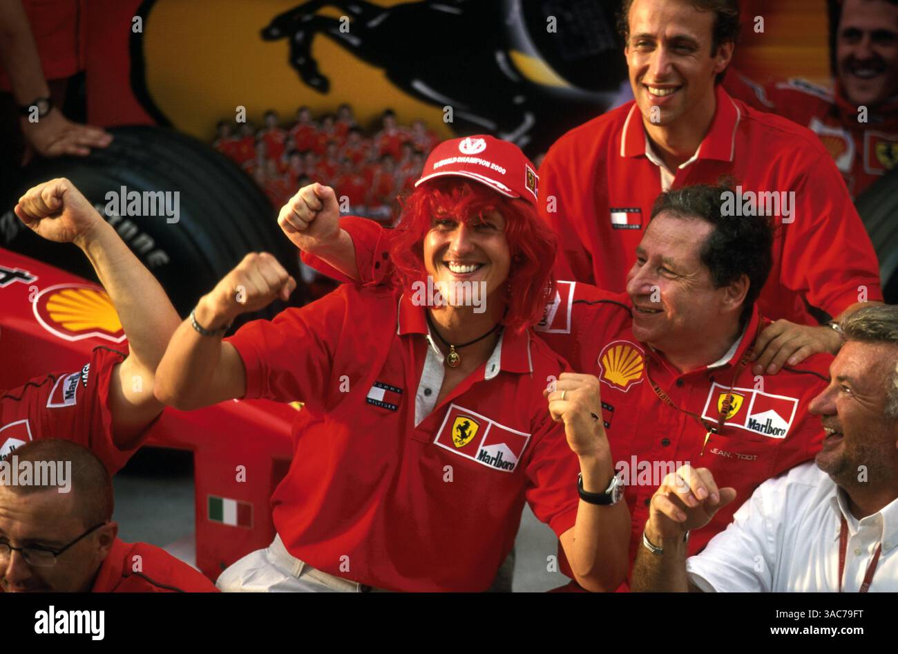 Michael Schumacher(GER) left celebrates his World Championship with L ...