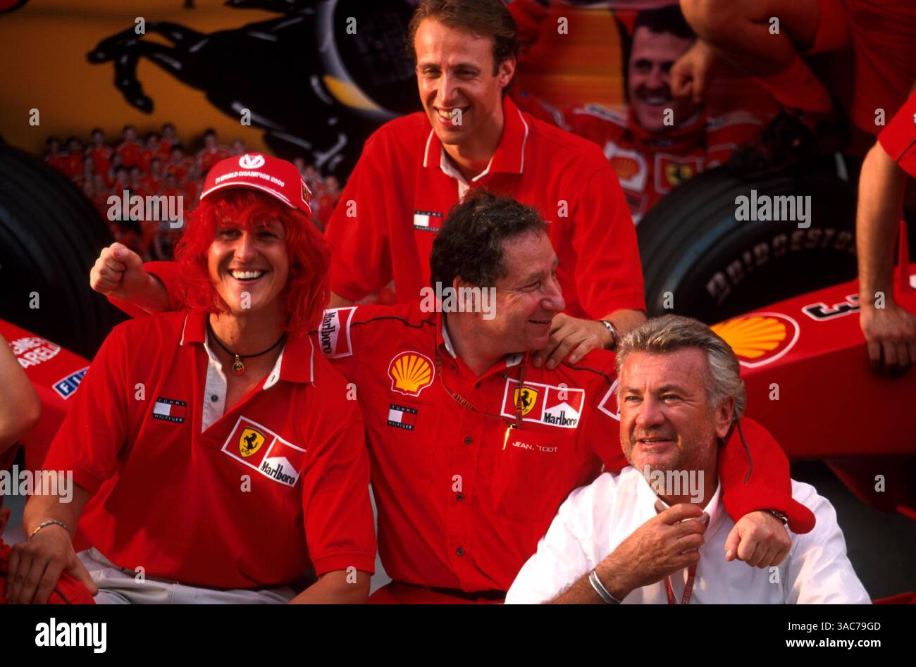Ferrari celebrate the constructors trophy, Lto R: Michael Schumacher ...