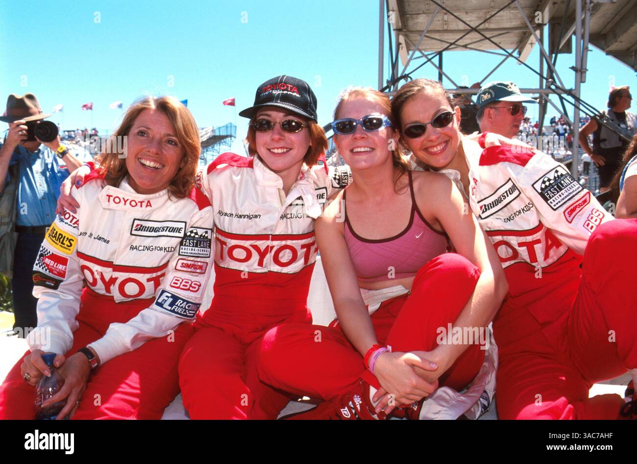 Lyn St James (USA), Alyson Hannigan (USA), Melissa Joan Hart (USA) and ...
