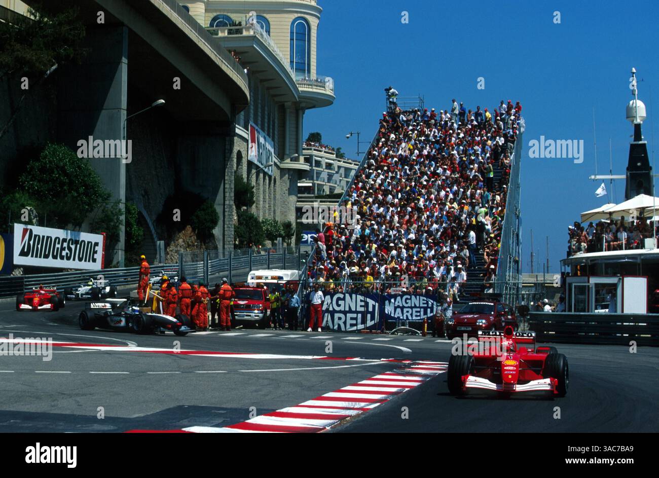 Race winner Michael Schumacher (GER) Ferrari F1 2001 leads Mika ...