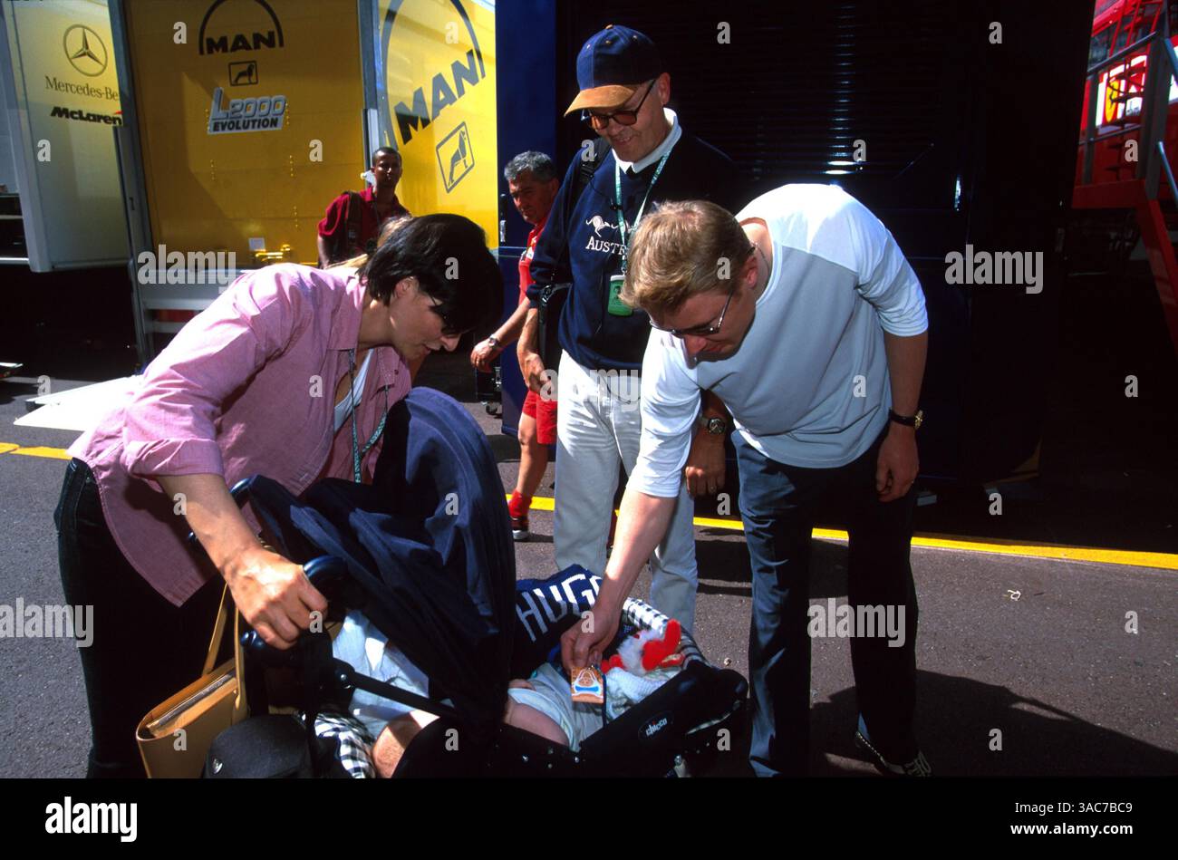 Left to right: Erja Hakkinen, Baby Hugo Hakkinen and Mika Hakkinen(FIN ...