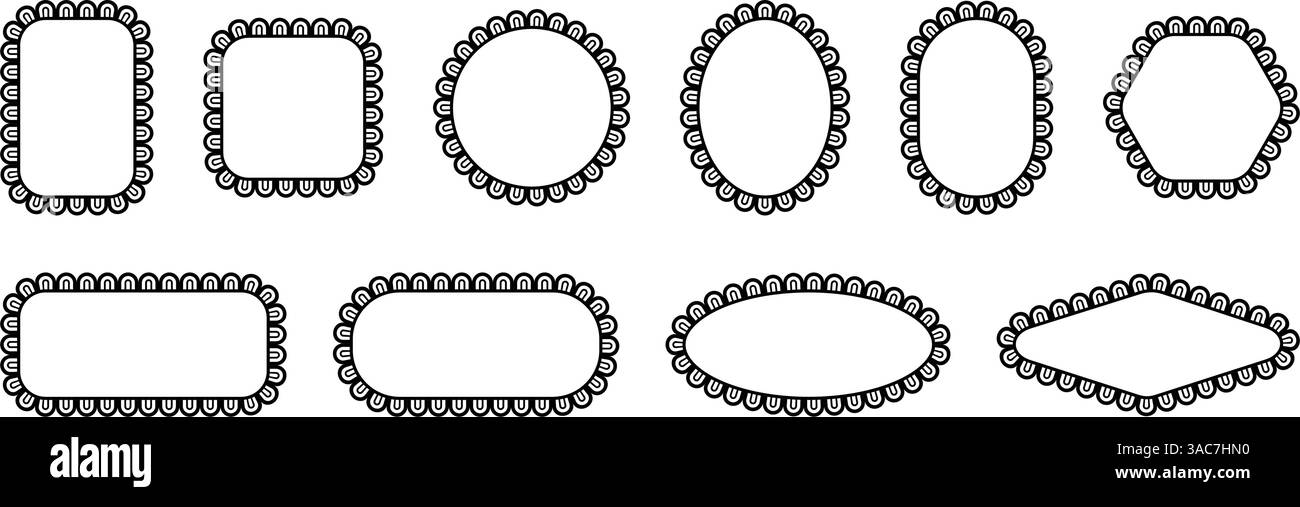 Lace frames with scallop. Border edge with pattern. Ornaments of ...