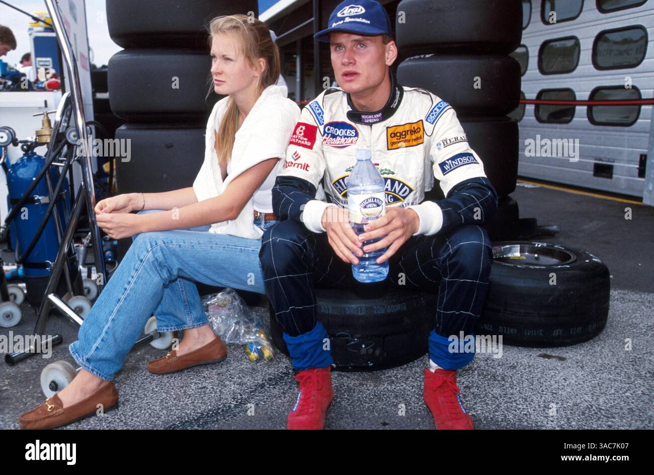 David Coulthard (GBR), right, with girlfriend Andrea Murray ...