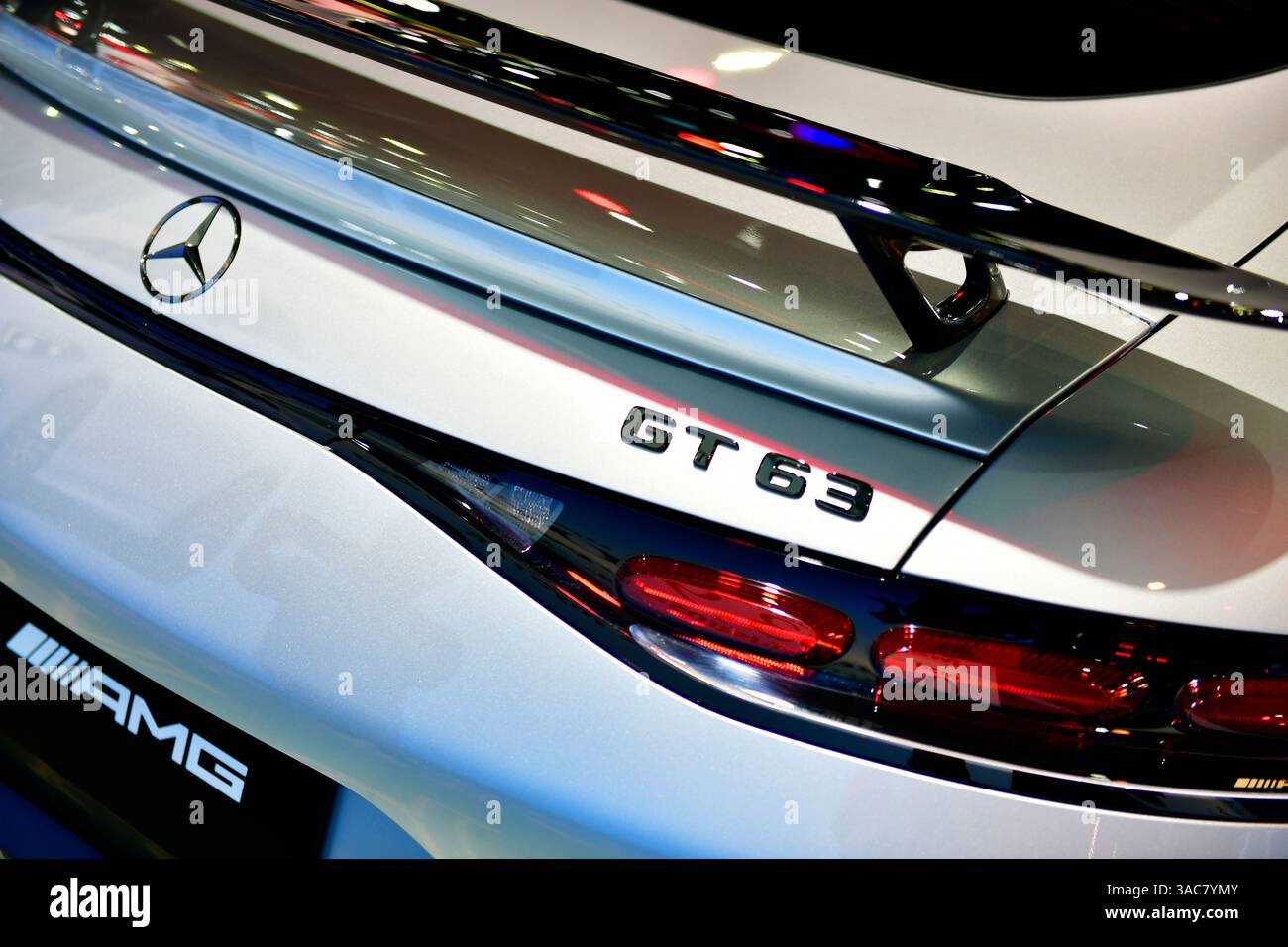 Thailand-March 26,2025:Tail lights of Mercedes-AMG GT 63 4MATIC at the ...