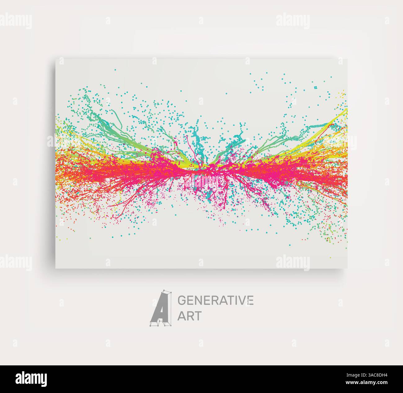 Point Explode. Array with Dynamic Emitted Particles. Textbook, booklet or notebook mockup ...