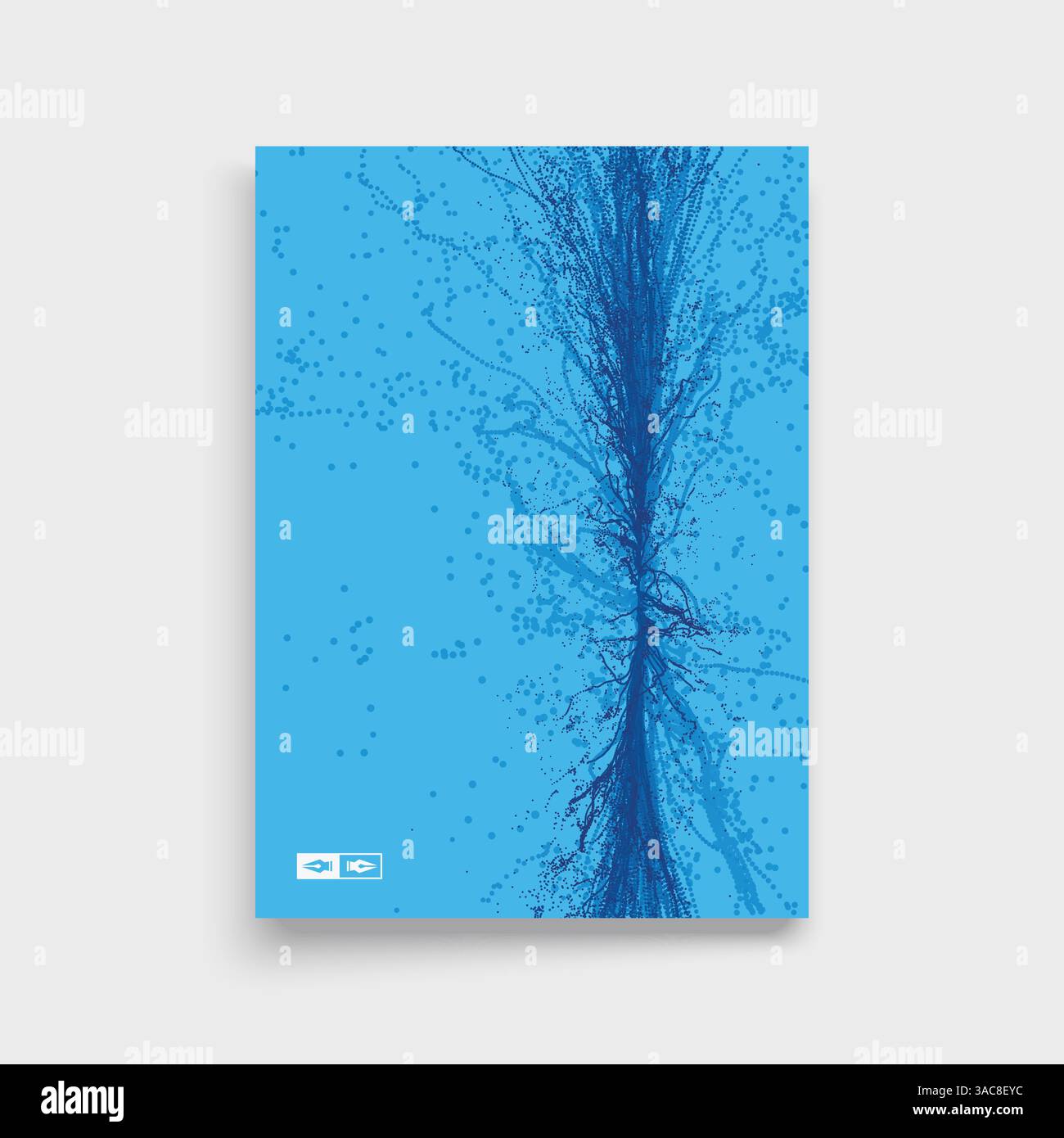 Point Explode. Array with Dynamic Emitted Particles. Textbook, booklet or notebook mockup ...