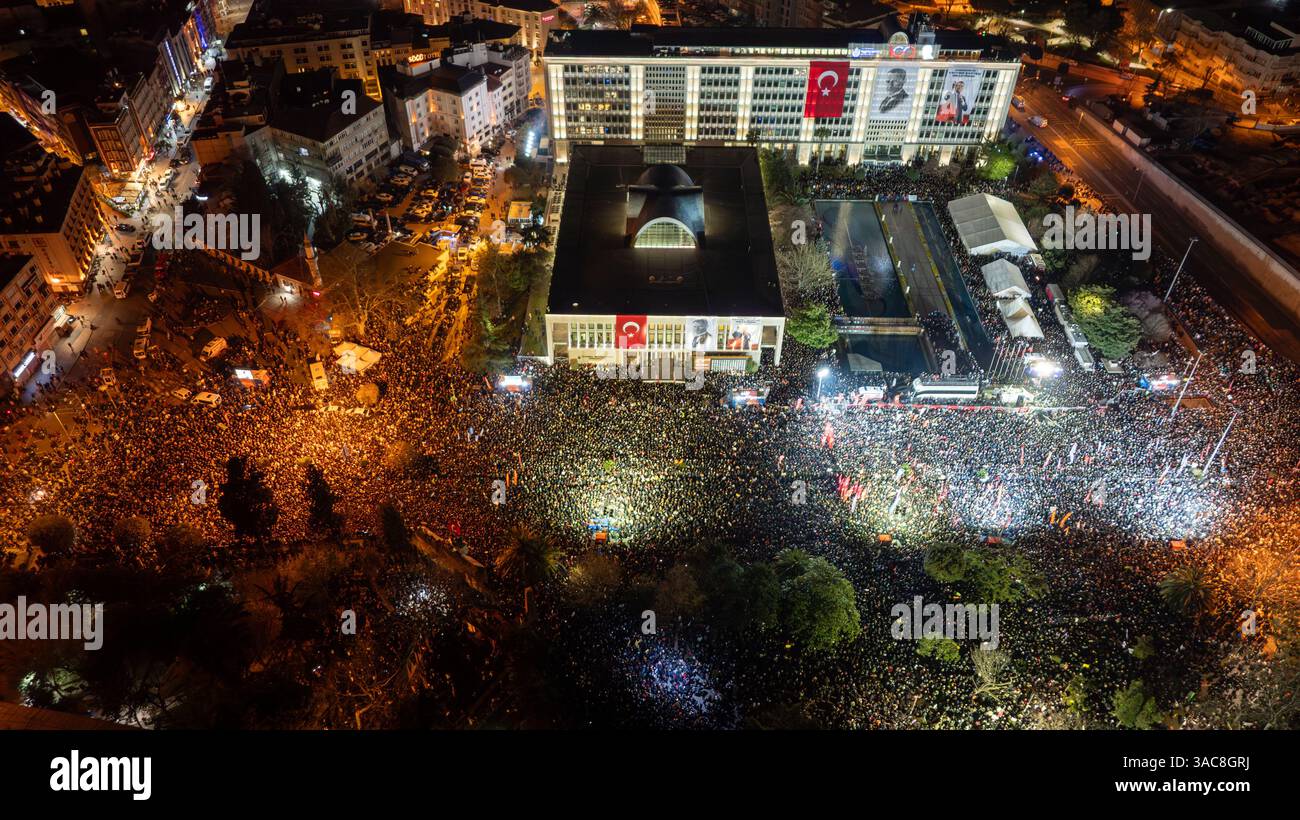 Protests After Istanbul Mayor Ekrem Imamoglu Arrested. Aerial View ...
