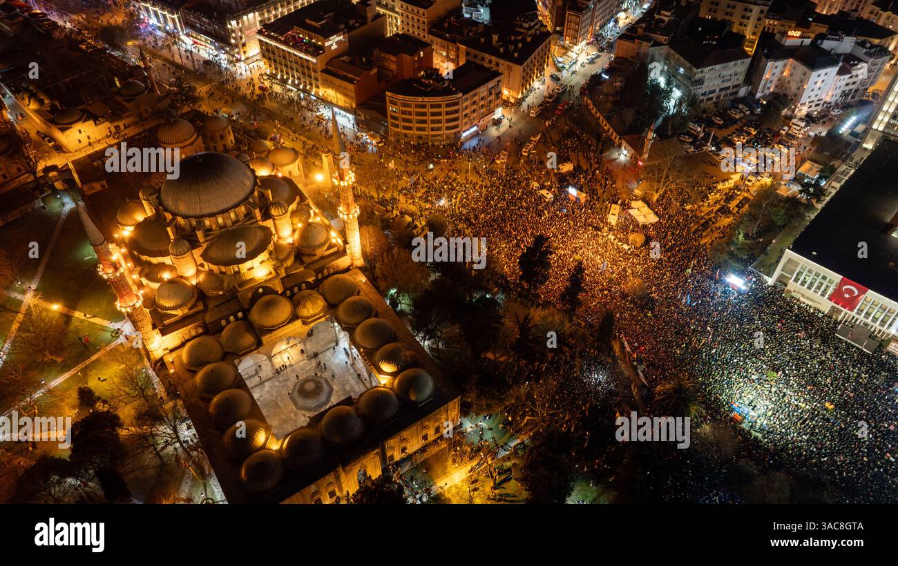 Protests After Istanbul Mayor Ekrem Imamoglu Arrested. Aerial View ...