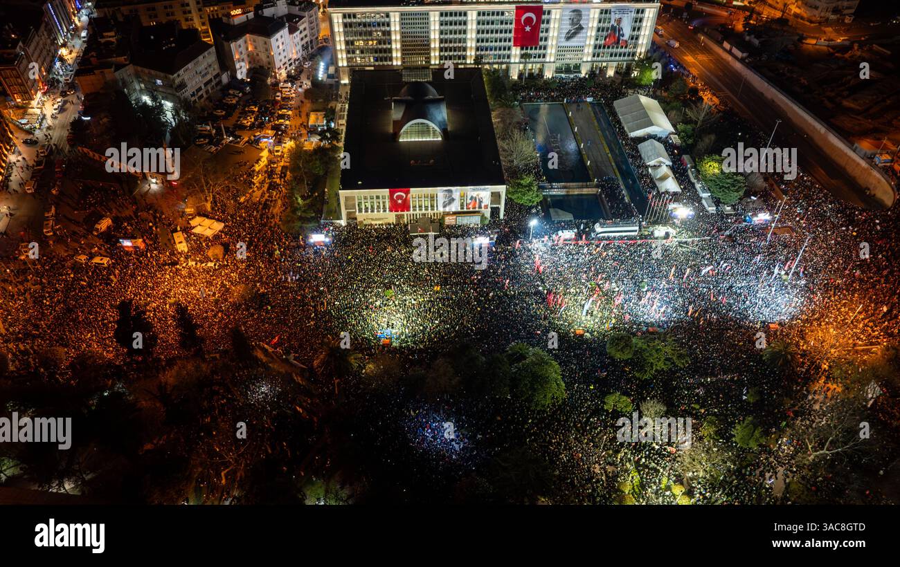 Protests After Istanbul Mayor Ekrem Imamoglu Arrested. Aerial View ...