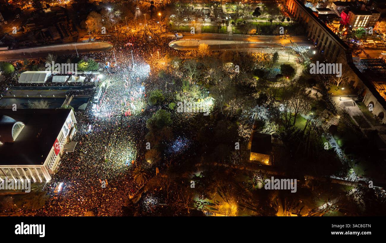 Protests After Istanbul Mayor Ekrem Imamoglu Arrested. Aerial View ...