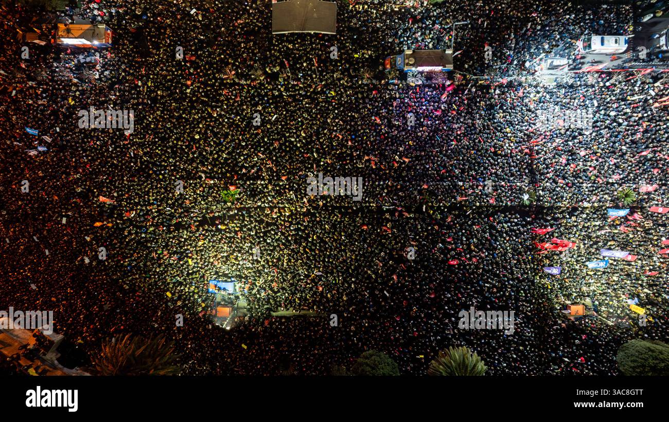 Protests After Istanbul Mayor Ekrem Imamoglu Arrested. Aerial View ...