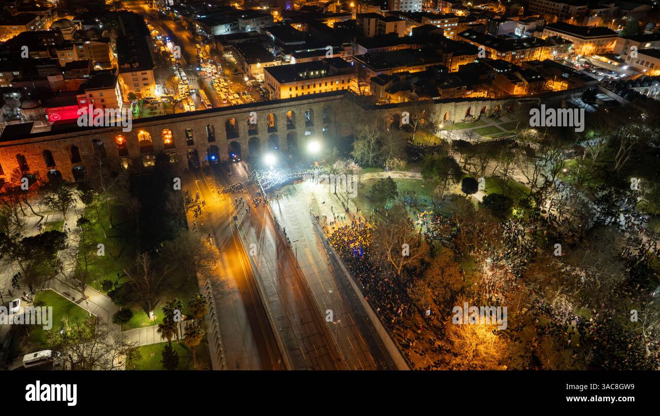 Protests After Istanbul Mayor Ekrem Imamoglu Arrested. Aerial View ...