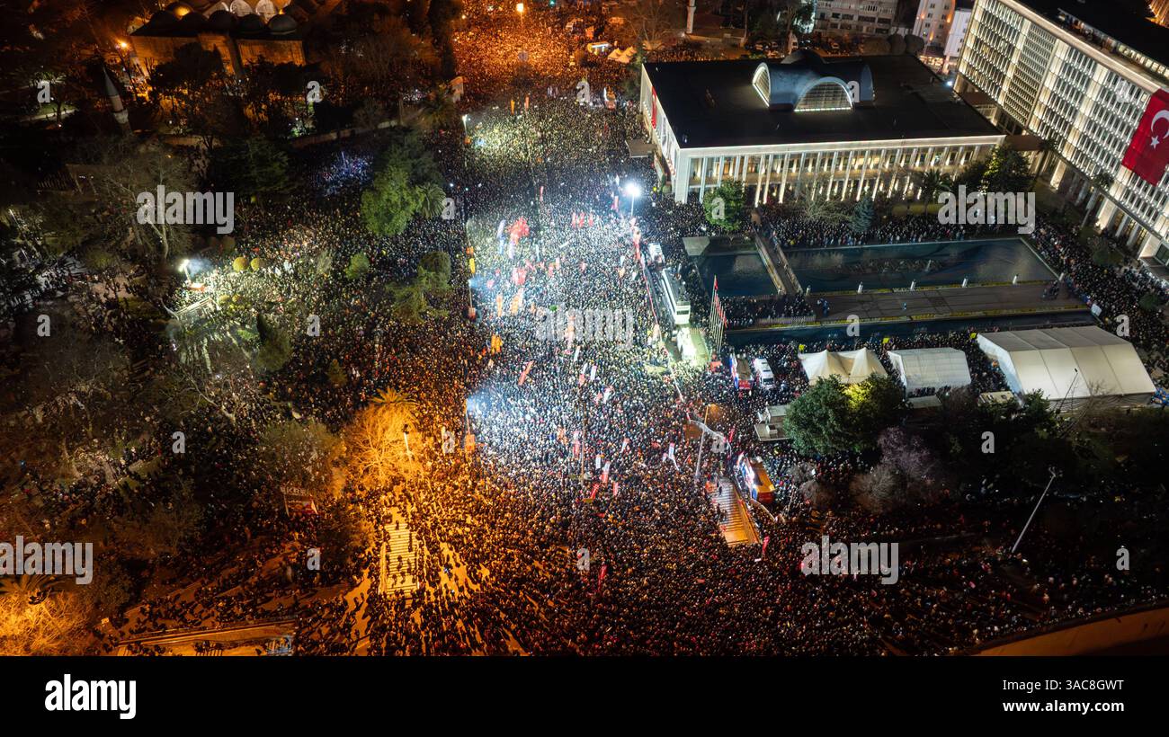 Protests After Istanbul Mayor Ekrem Imamoglu Arrested. Aerial View ...
