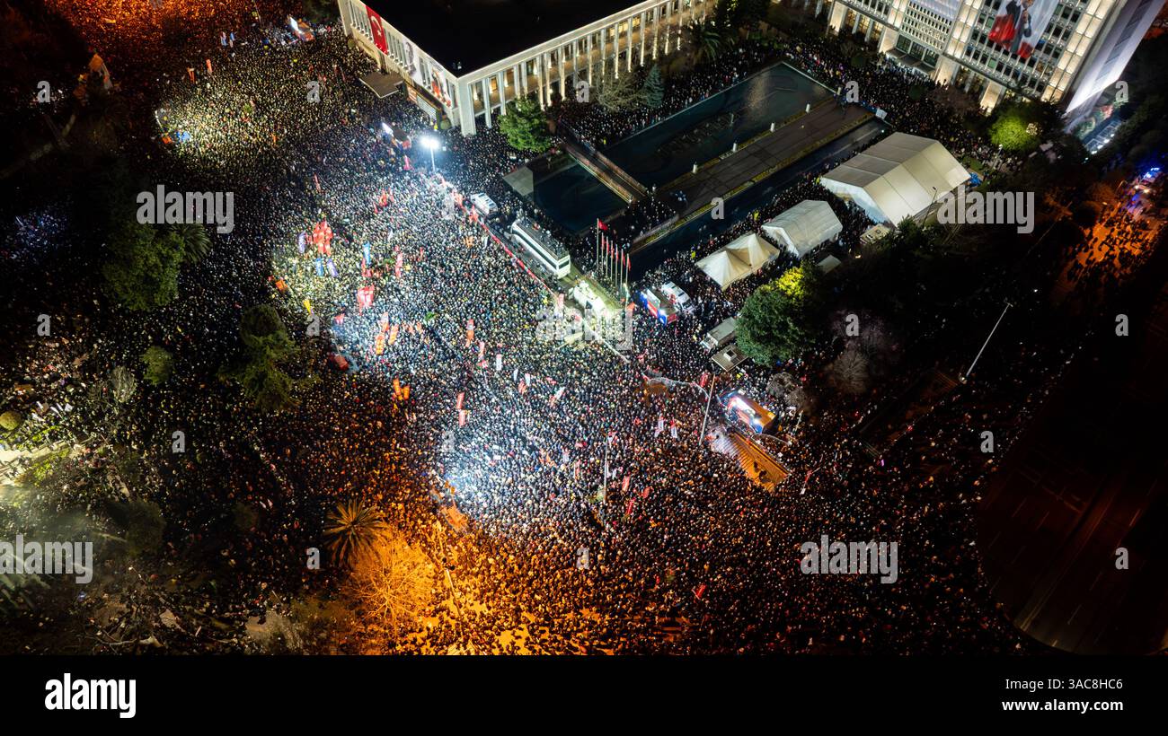 Protests After Istanbul Mayor Ekrem Imamoglu Arrested. Aerial View ...