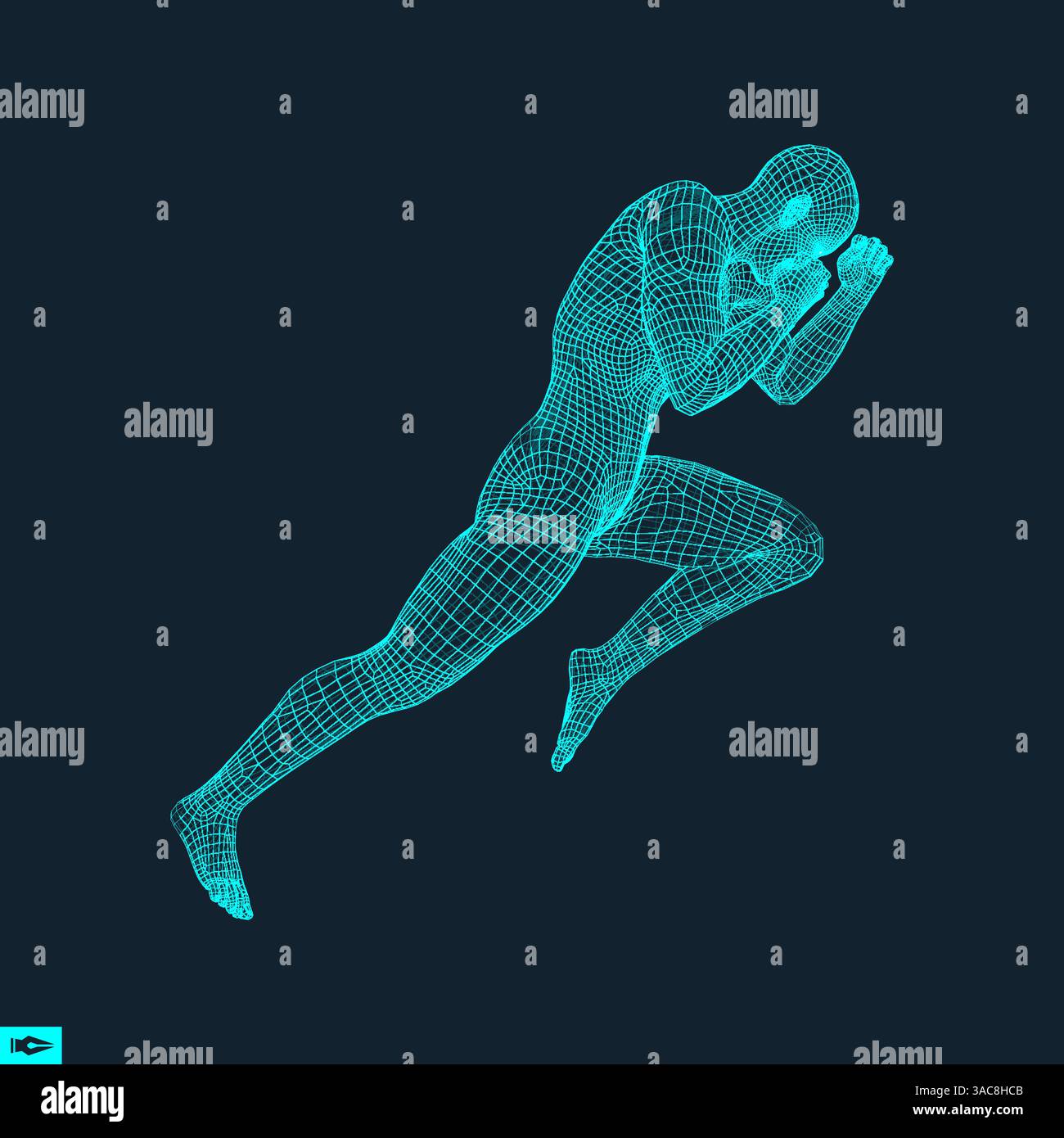 Fighter. 3D Model of Man. Human Body. Sport Symbol. Design Element ...