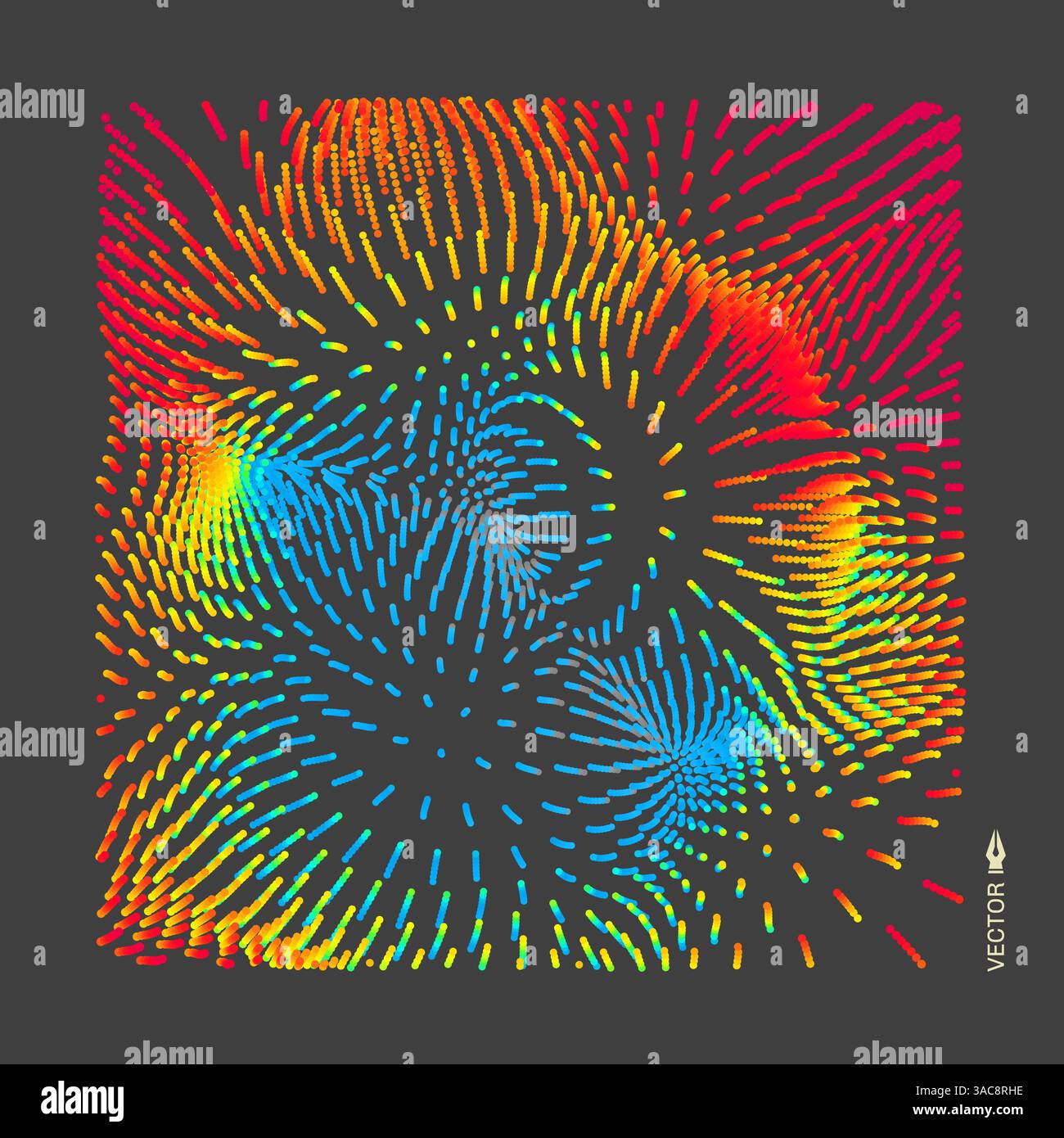 Array with dynamic particles. 3d futuristic technology style. Abstract background. Vector ...