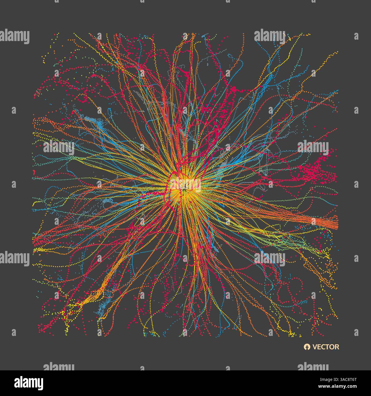 Abstract science or technology background. Array with dynamic particles. Vector illustration ...