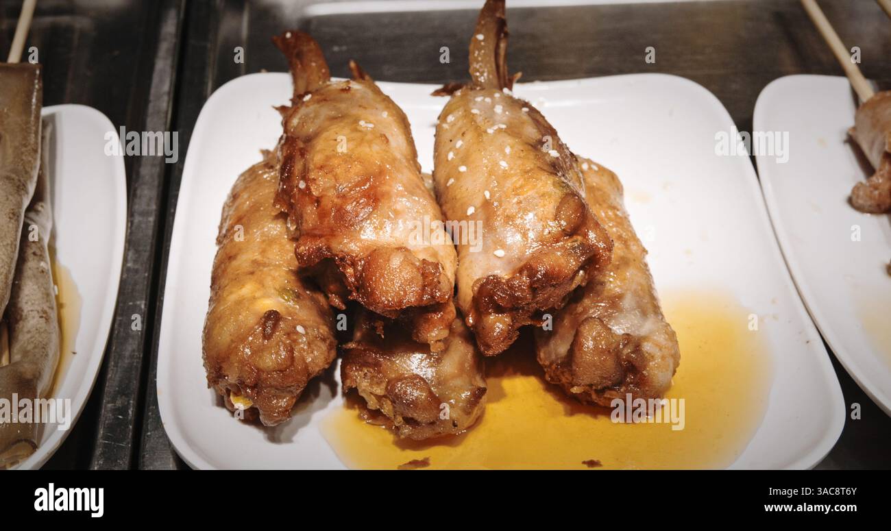 Chengdu, Sichuan, China. Fried Stuffed Duck Wings With Sauce. Popular ...