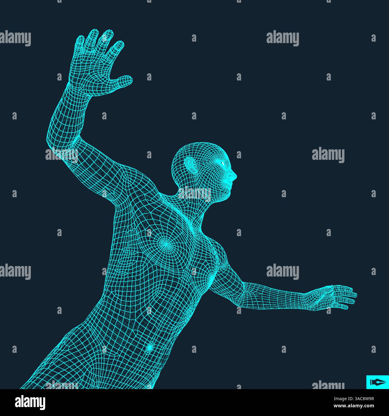 3D Model of Man. Human Body Wire Model. Design Element. Technology ...