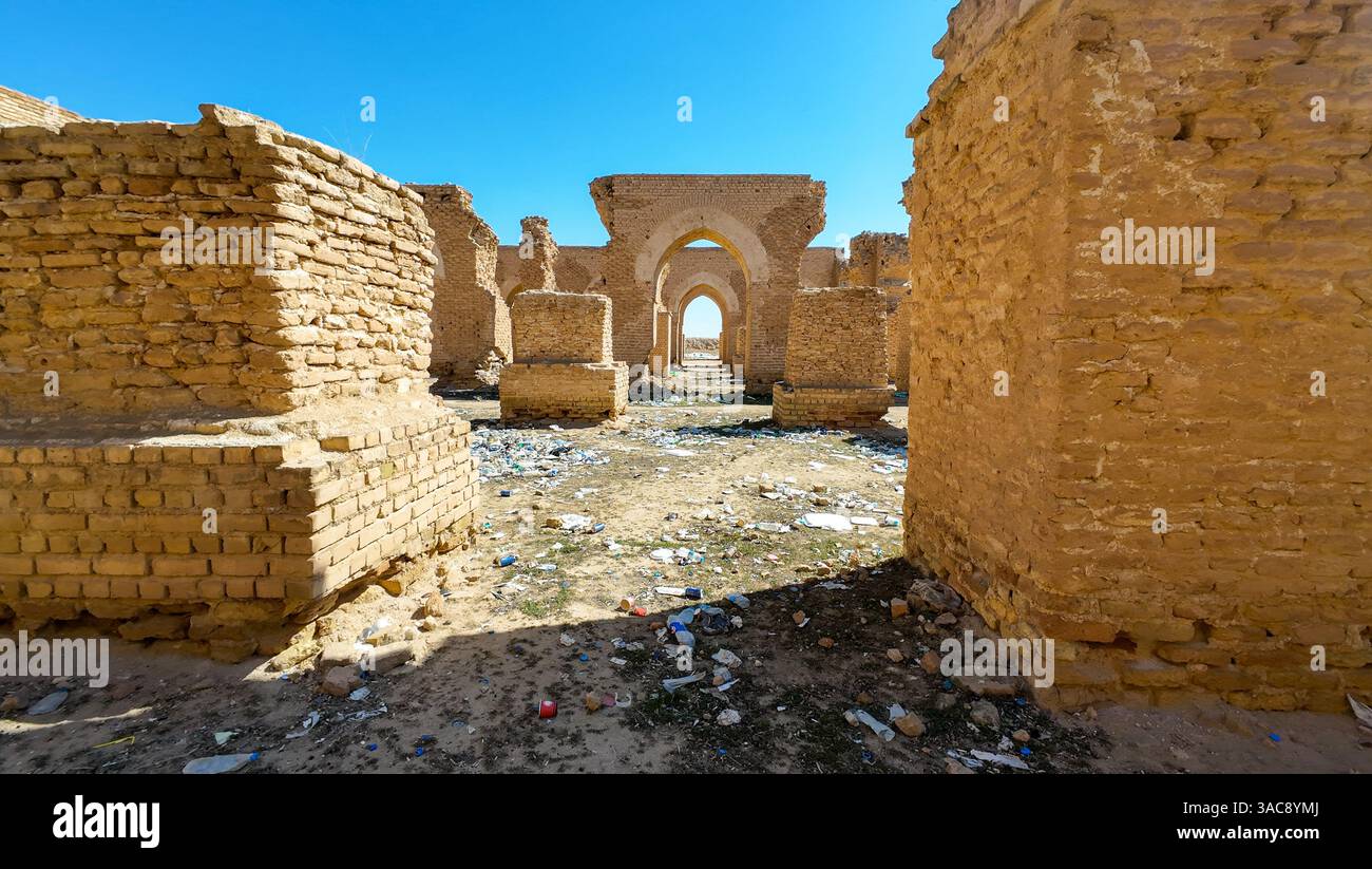 Ancient brick ruins under a clear blue sky, featuring archways and ...