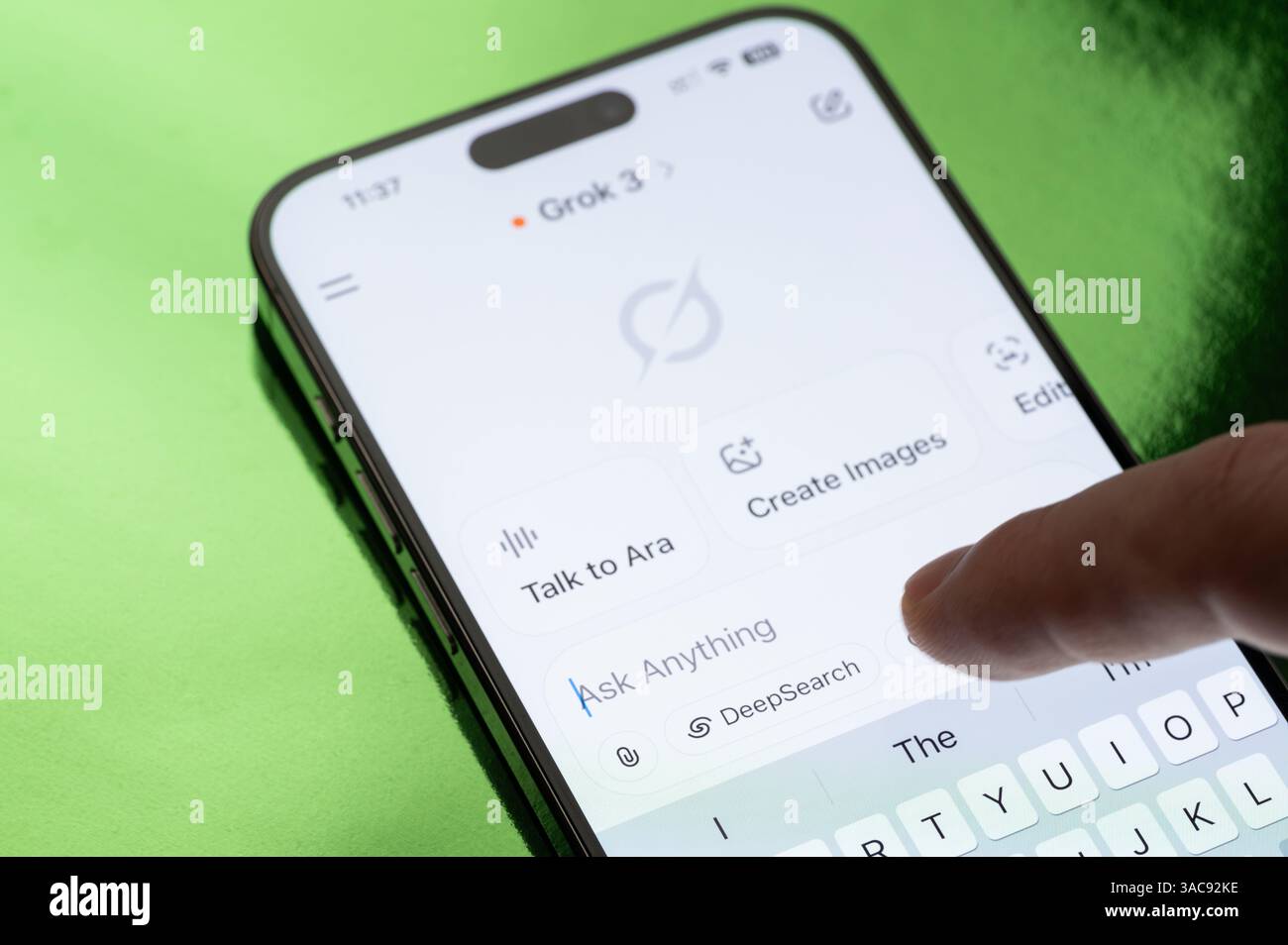 New York, USA - March 30, 2025: Using Grok 3 AI app on smartphone ...