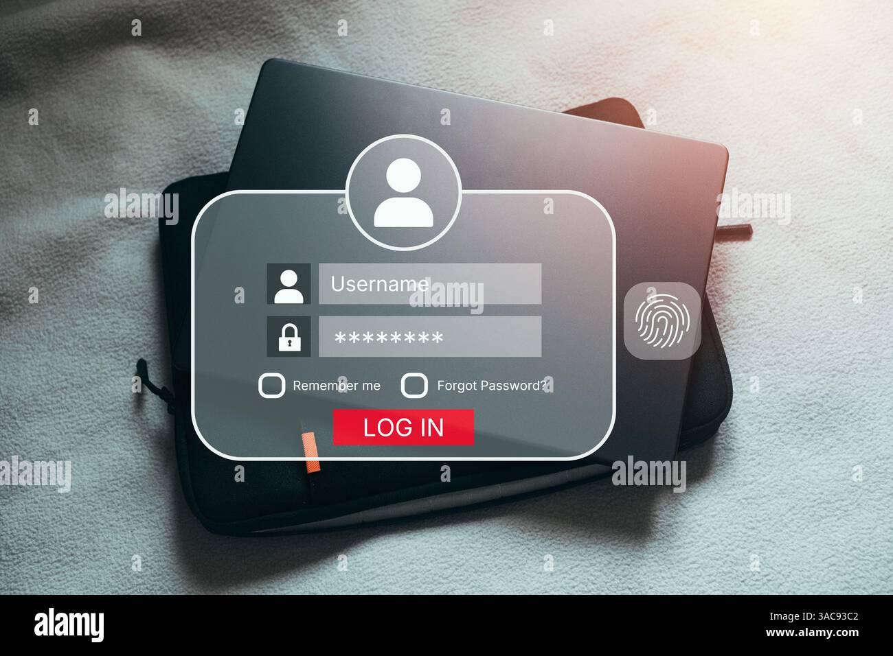 Cyber security password login online concept. Username and password for social media or website ...