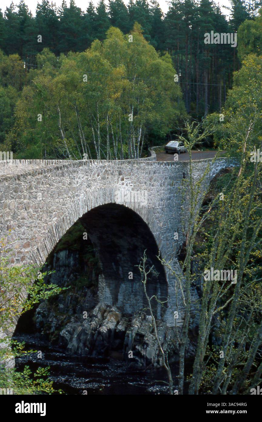 Daltullich Bridge over the River Findhorn, near Relugas. Elginshire ...